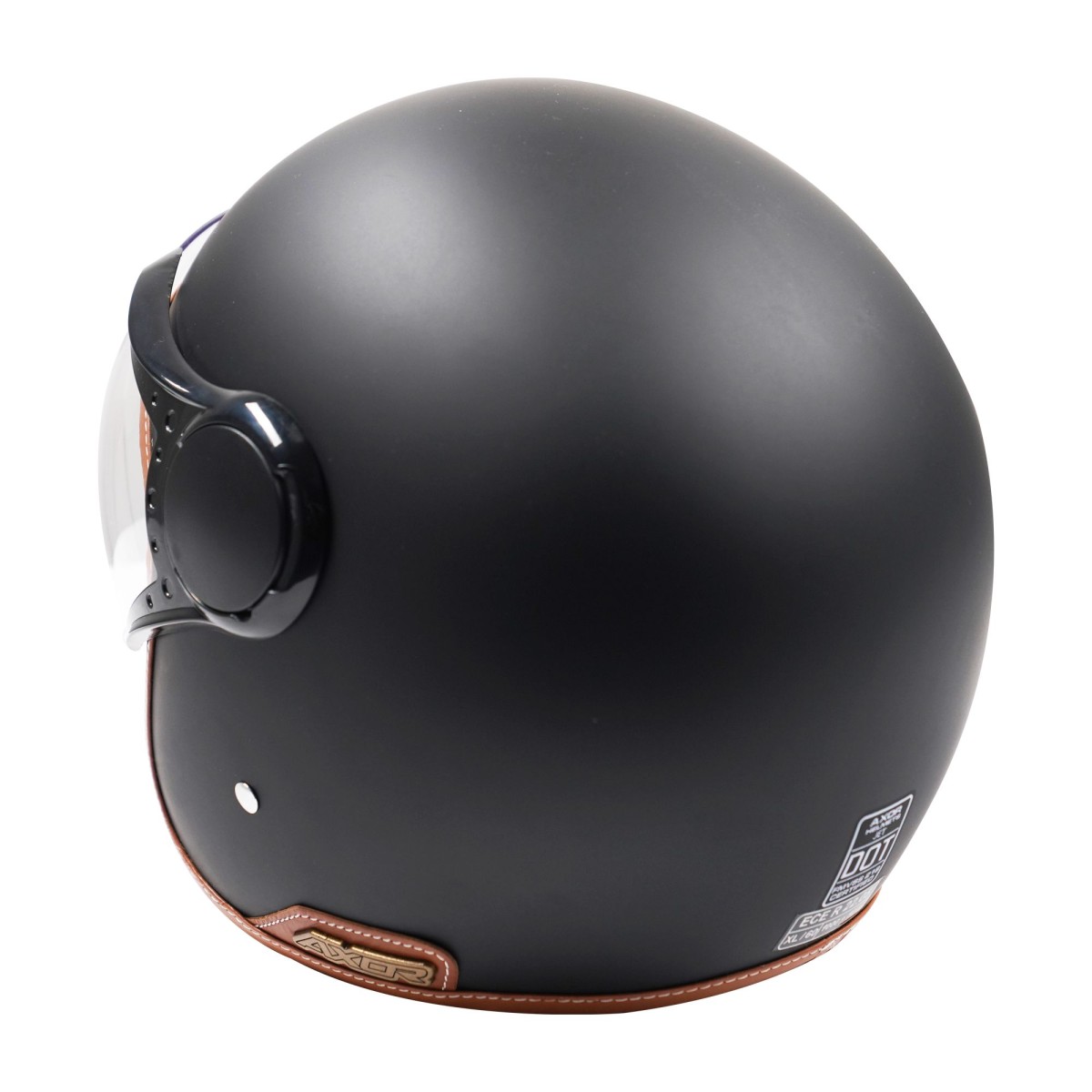 Axor Jet Black/Brown Open Face Crash Helmet Available from Farkham Hall ...