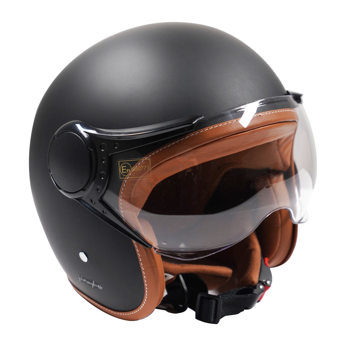 Axor Jet Black/Brown Open Face Crash Helmet Available from Farkham Hall ...