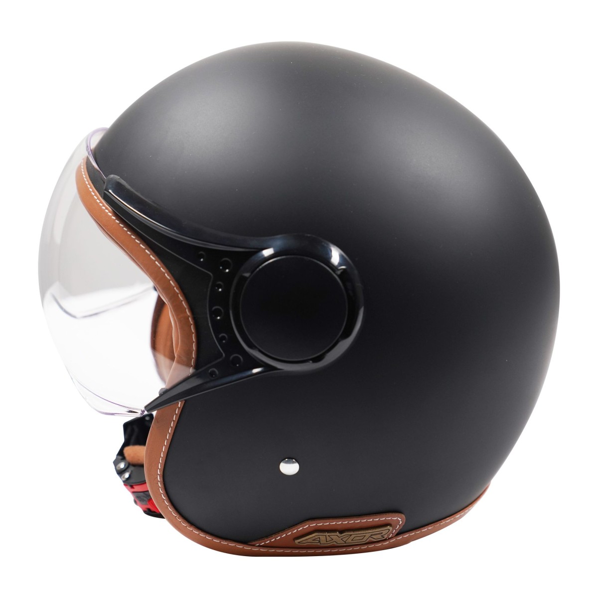 Axor Jet Black/Brown Open Face Crash Helmet Available from Farkham Hall ...