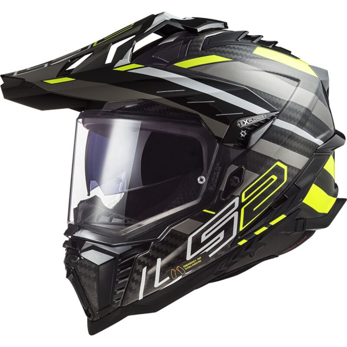 LS2 MX701 Explorer Carbon Adventure Edge Black Titanium & H-V Yellow ...