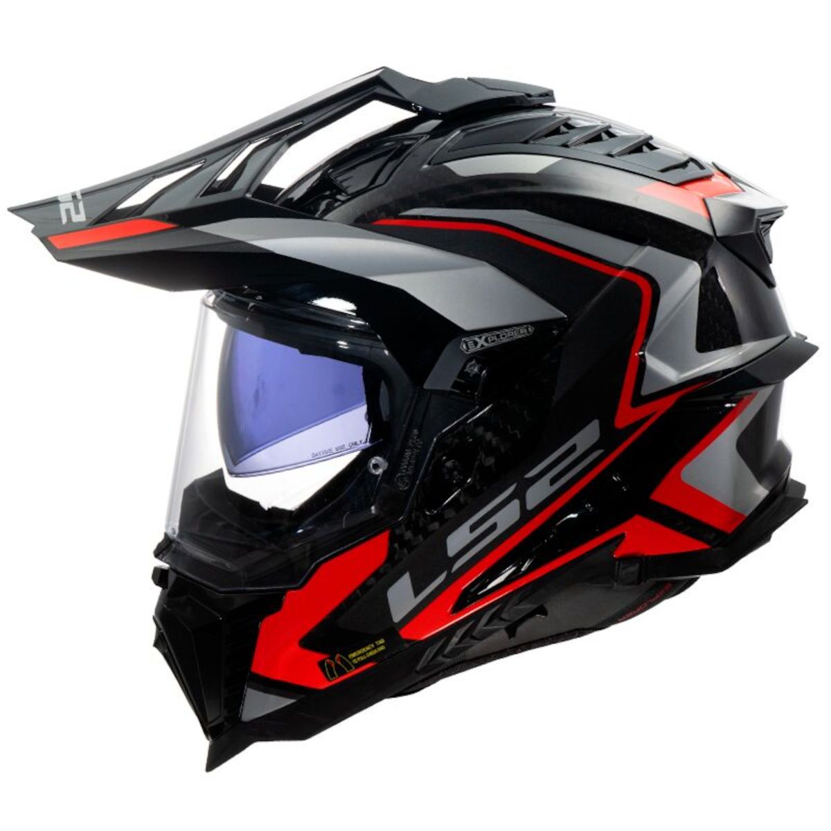 LS2 MX701 Explorer Carbon Adventure Frontier Titanium & Red Bike Crash ...