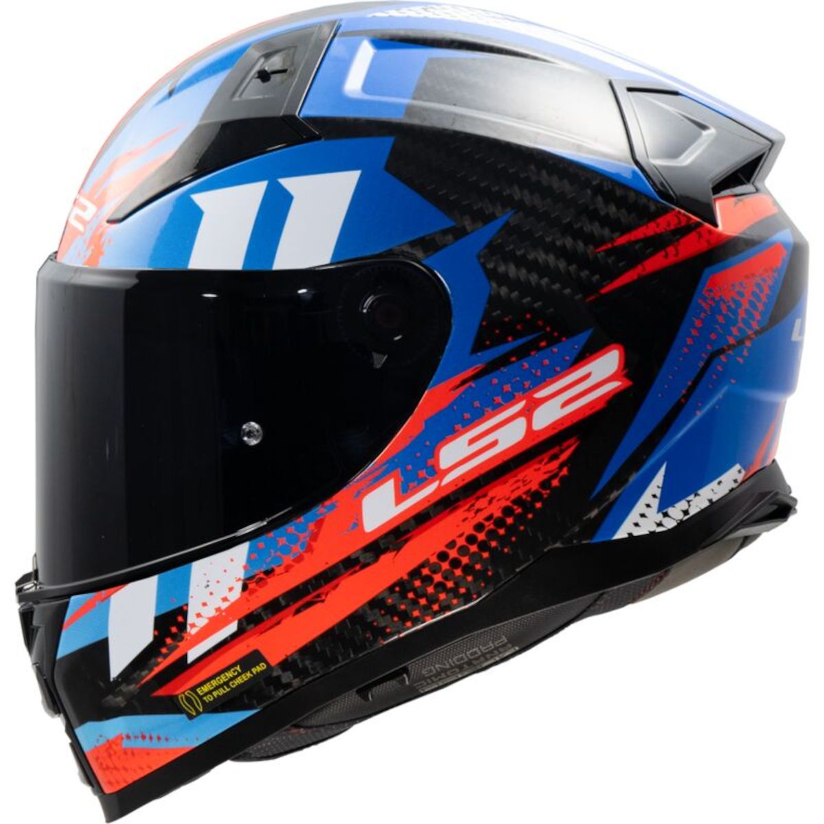 LS2 Vector II Carbon Tantic Blue & Red Crash Helmet Available from ...
