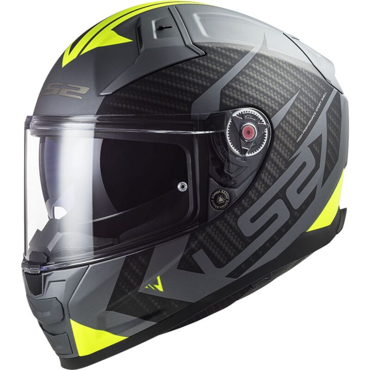 LS2 Vector II Splitter Matt Titanium & Hi-Vis Yellow Crash Helmet ...