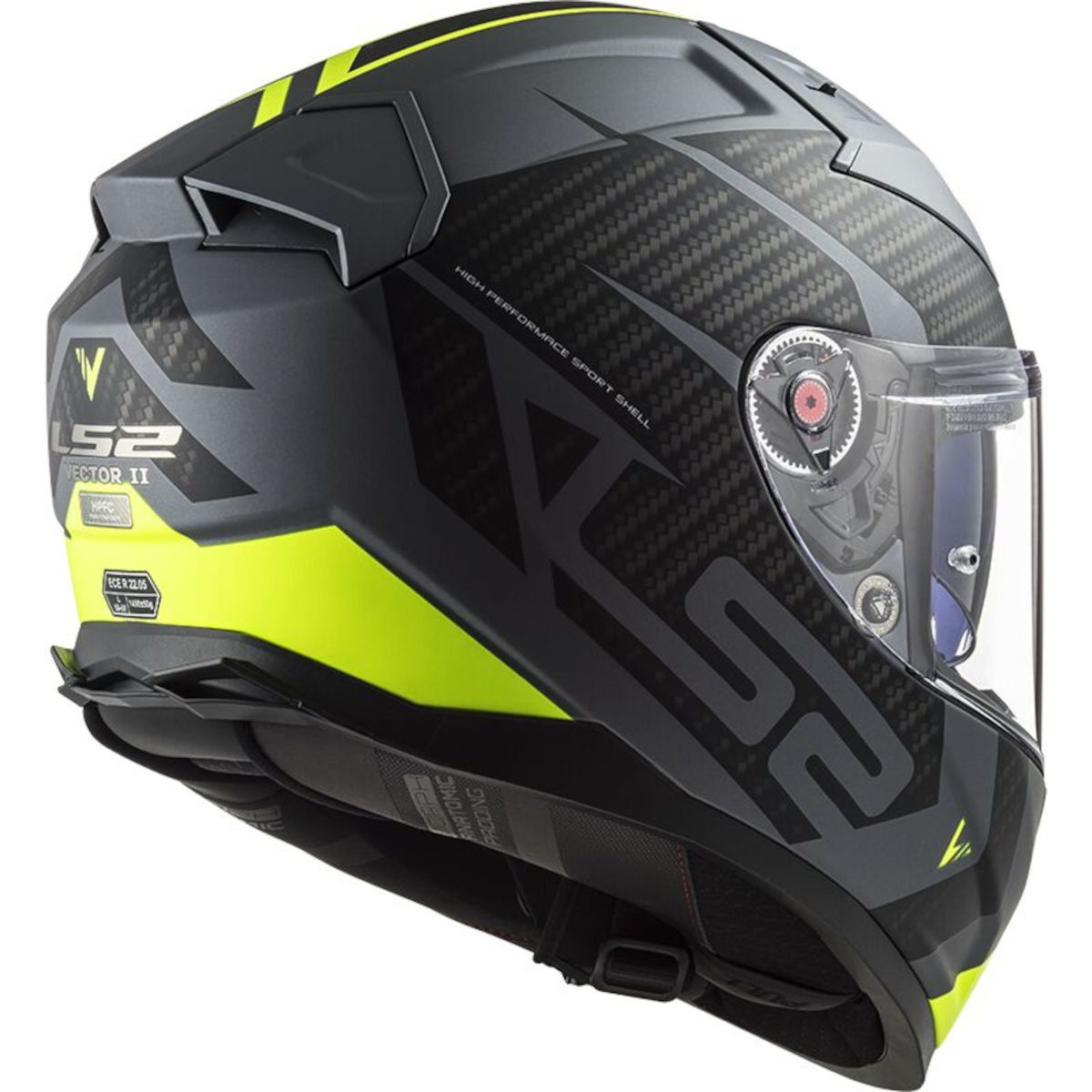 LS2 Vector II Splitter Matt Titanium & Hi-Vis Yellow Crash Helmet ...