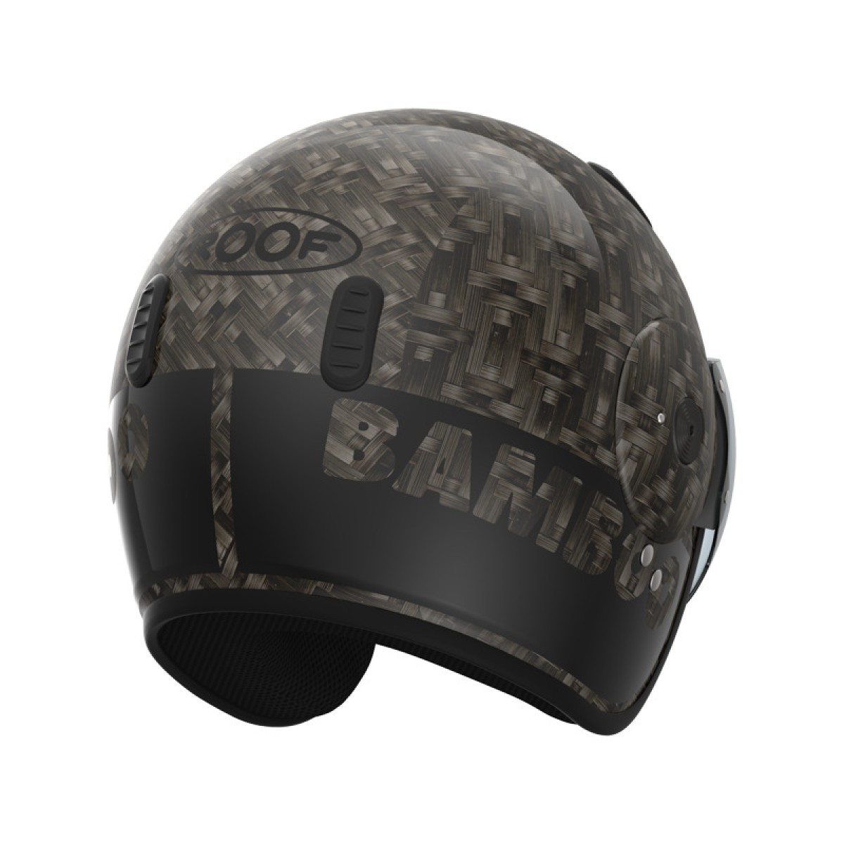 Roof Crash Helmet, Bamboo Open Face Jet Helmet ECE 22/06 in Gloss Black ...