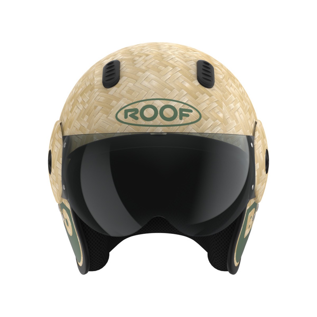 Roof Crash Helmet, Bamboo Open Face Jet Helmet ECE 22/06 in Pure Matt ...