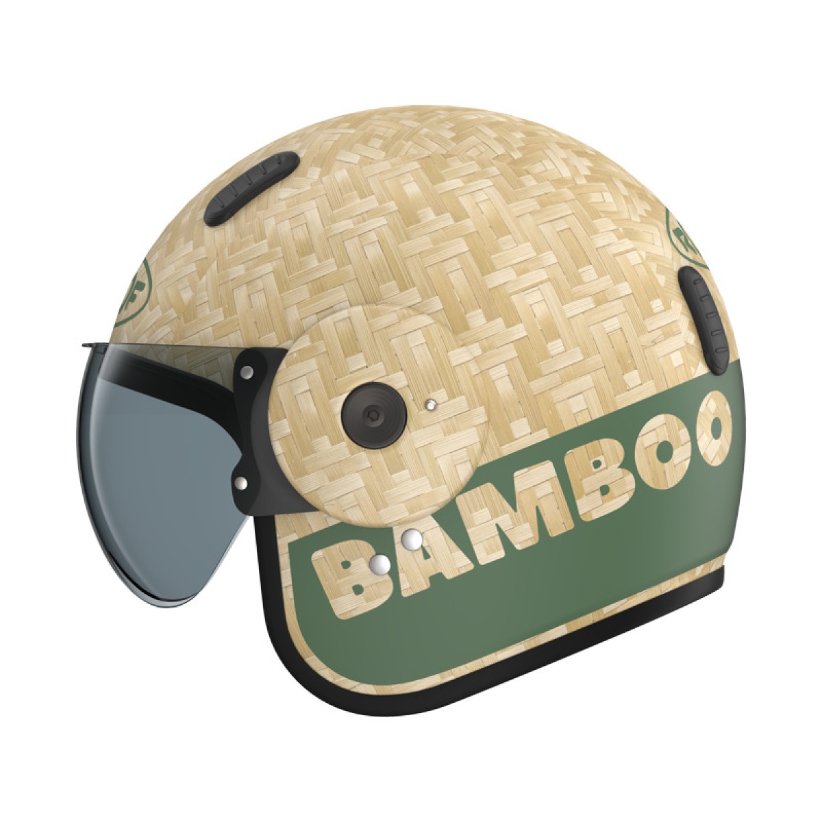 Roof Crash Helmet, Bamboo Open Face Jet Helmet ECE 22/06 in Pure Matt ...