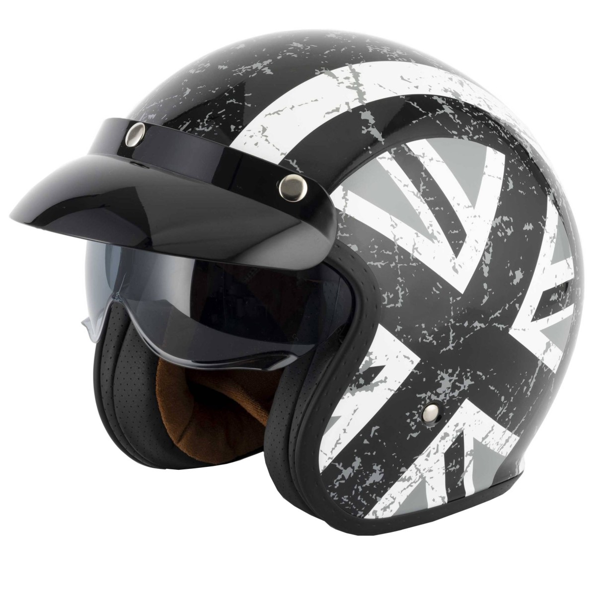 VCAN H589 Black Jack Retro Styled Classic Open Face Crash Helmet ...