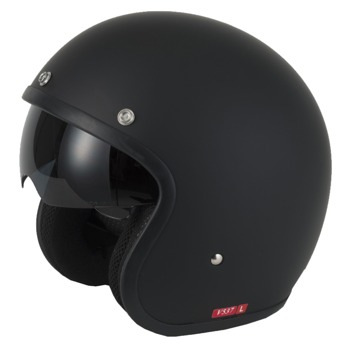 VCAN V537 Matt Black Retro Styled Classic Open Face Crash Helmet ...