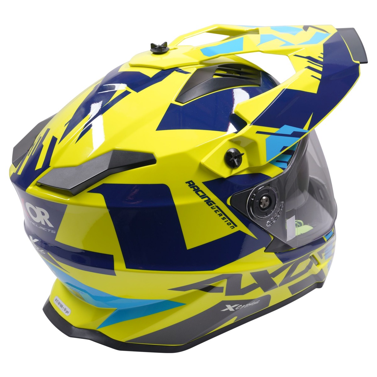 Axor X-Cross Adventure Full Face Motorcycle Helmet in Blue and Yellow ...