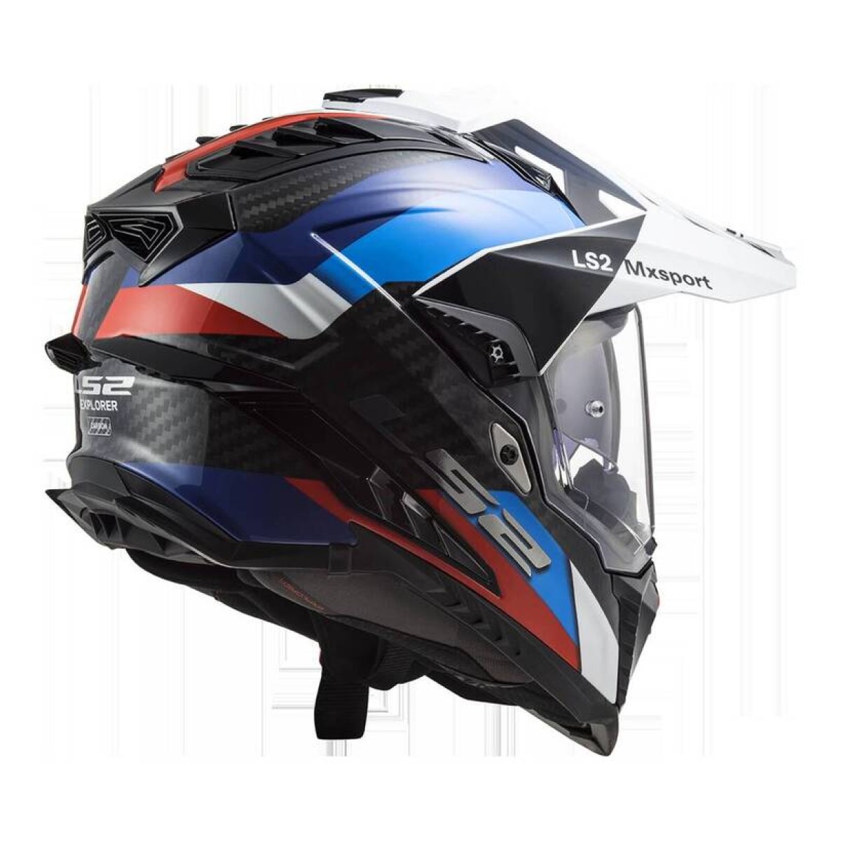 LS2 MX701 Explorer Carbon Adventure Frontier Black & Blue Bike Crash ...