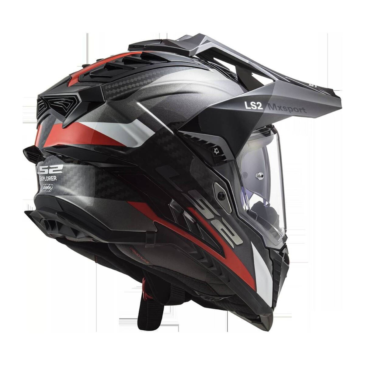 LS2 MX701 Explorer Carbon Adventure Frontier Titanium & Red Bike Crash ...