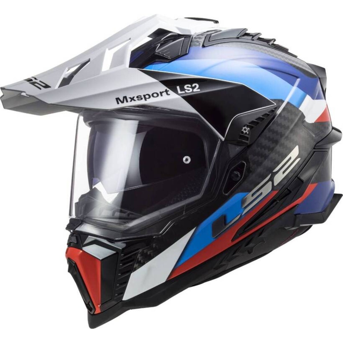 LS2 MX701 Explorer Carbon Adventure Frontier Black & Blue Bike Crash ...
