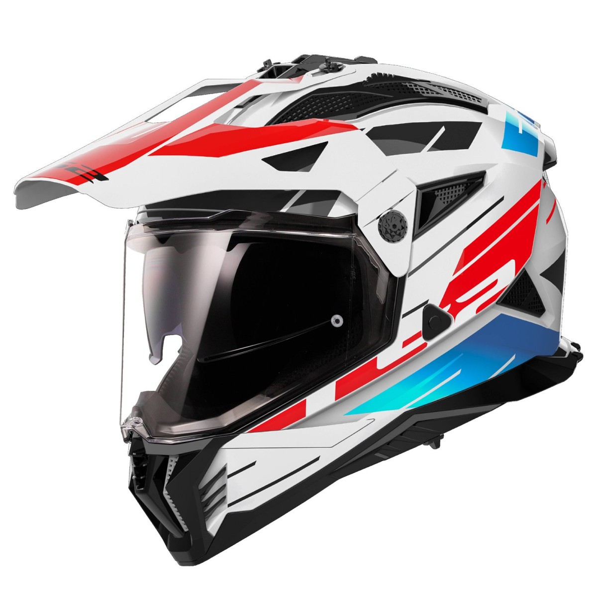 LS2 MX701 Pioneer Namib Gloss Blue, White & Red Adventure Bike Crash ...